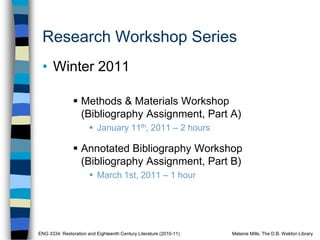 ENG 3334E: Annotated Bibliography Workshop | PPT