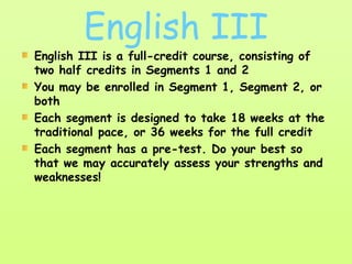 Eng. III welcome presentation sept bb | PPT