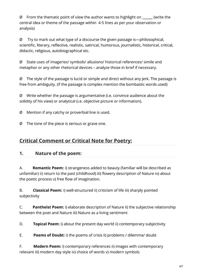 Step by Step Guide for Writing Substance and Critical Appreciation | PDF