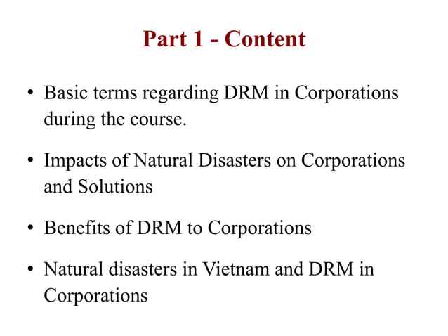 OVERVIEW OF DISASTER RISK MANAGEMENT (DRM) | PPT | Weather | Science