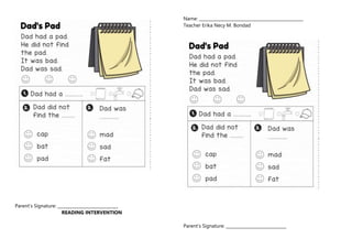 English Reading Intervention for Grade 1 | DOCX