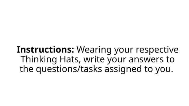 ENG-W3. Thinking Hats HOTS Professional Learning Package | PPT