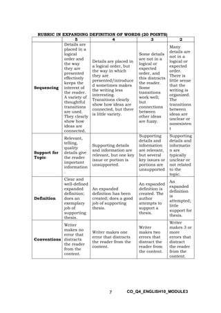 Giving Expanded definitions of Wordsssss | PDF