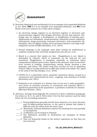 Giving Expanded definitions of Wordsssss | PDF