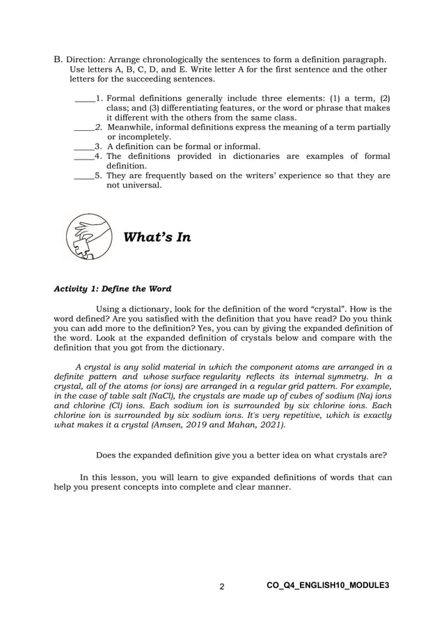 Giving Expanded definitions of Wordsssss | PDF