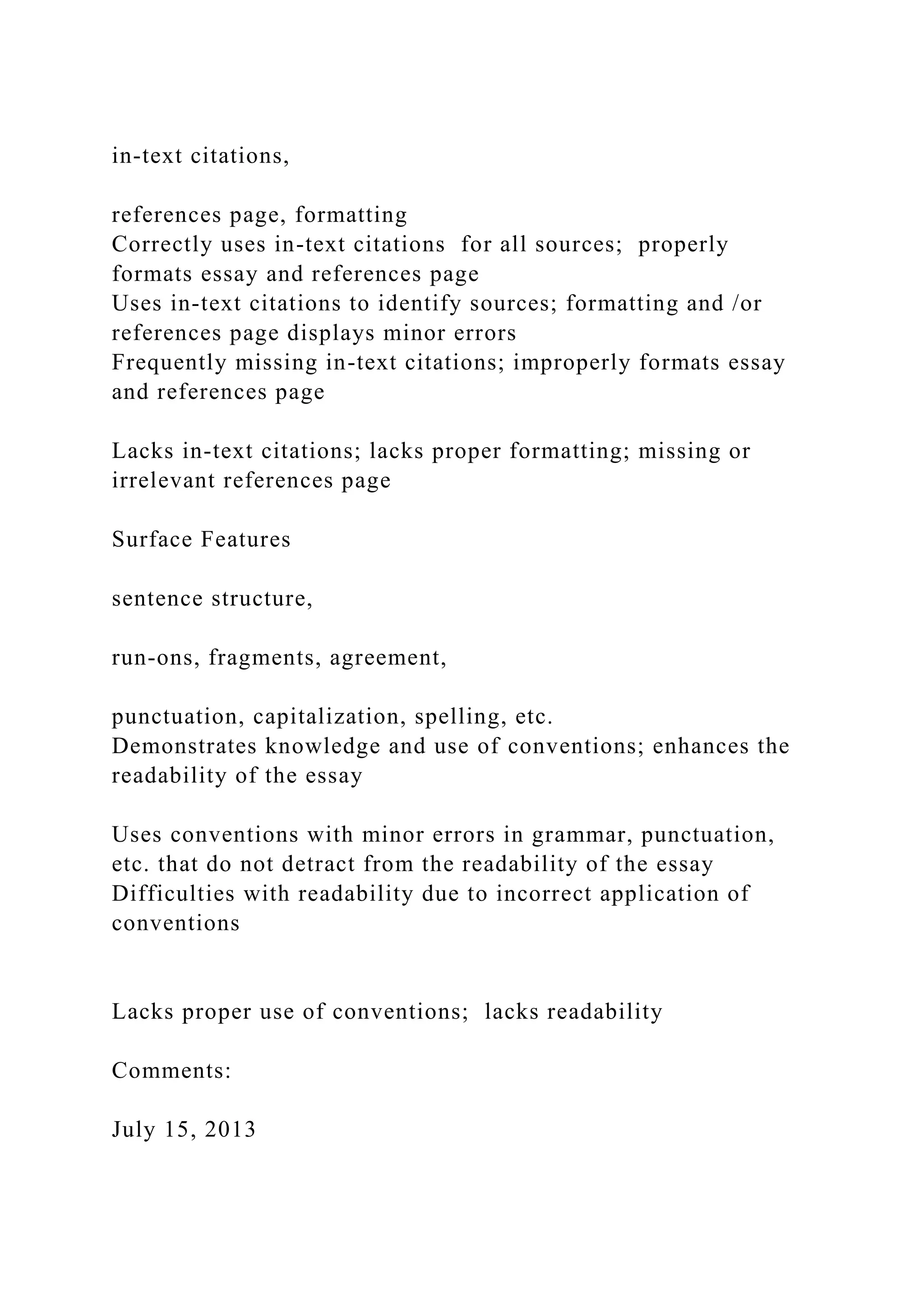 ENG 101 – Composition I — Rubric for Writing Assessment – Essay .docx