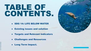 SUSTAINABLE DEVELOPMENT GOAL 14LIFE BELOW WATER (SDG 14) Brac ...