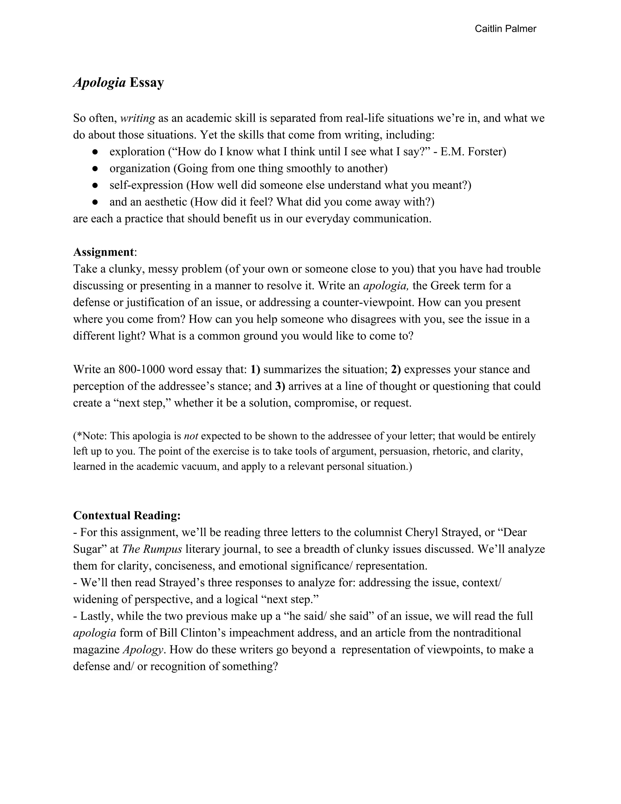 Apologia Essay | PDF
