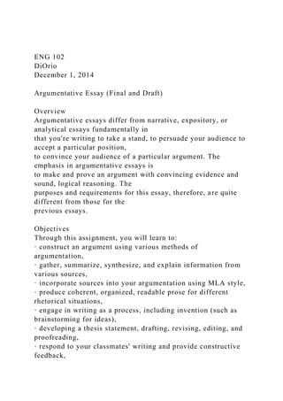 ENG 102DiOrioDecember 1, 2014Argumentative Essay (Final an.docx