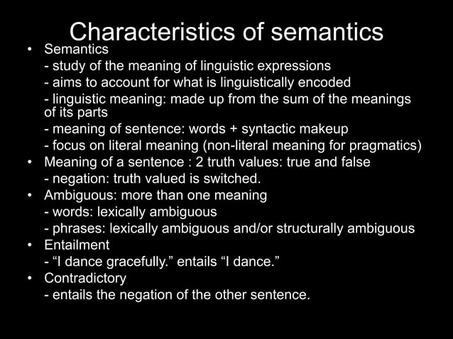 Semantics: The Meaning of Language | PPTX