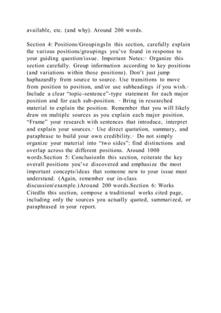 ENG 102 State of the Conversation Report Assignment OverviewI | PDF