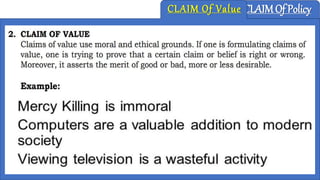 English 10 Claims and Its types (Policy, Fact and Value) | PPTX | Science
