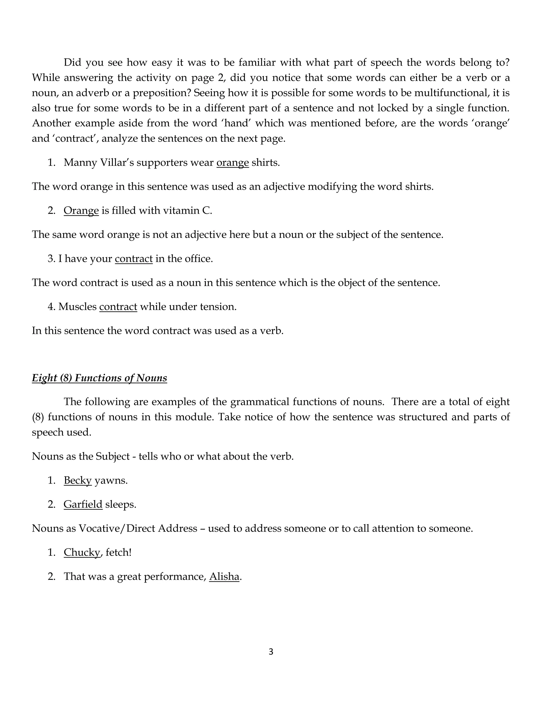 Function of Nouns | DOCX