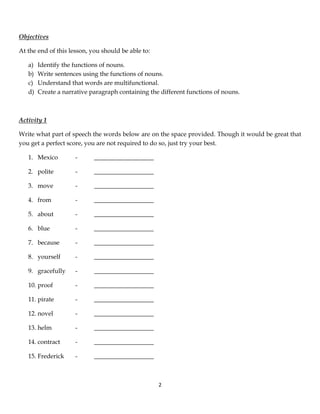 Function of Nouns | DOCX