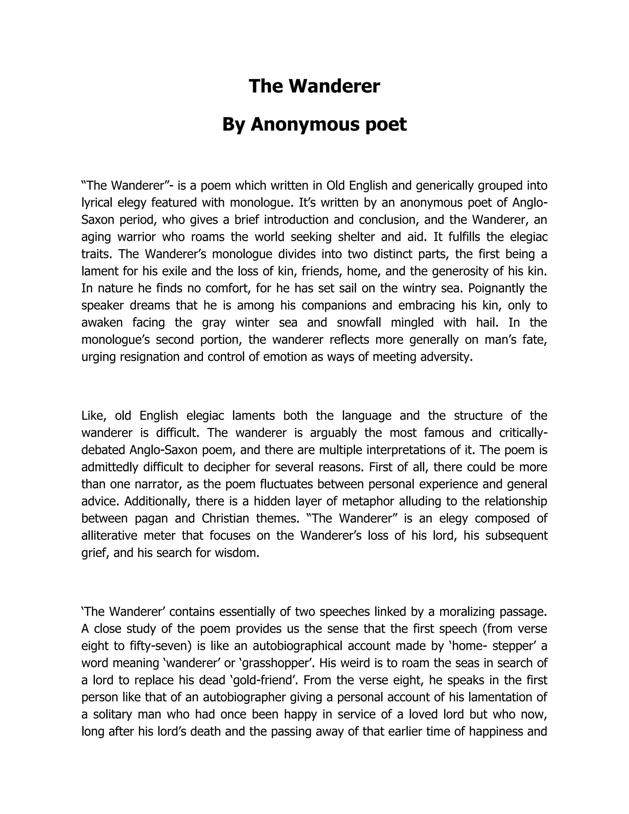 Eng 110 the wanderer | DOCX