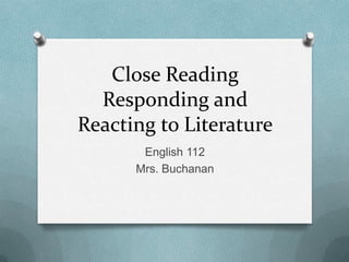 Eng 112 responding and reacting to literature | PPTX | Poetry | Books ...