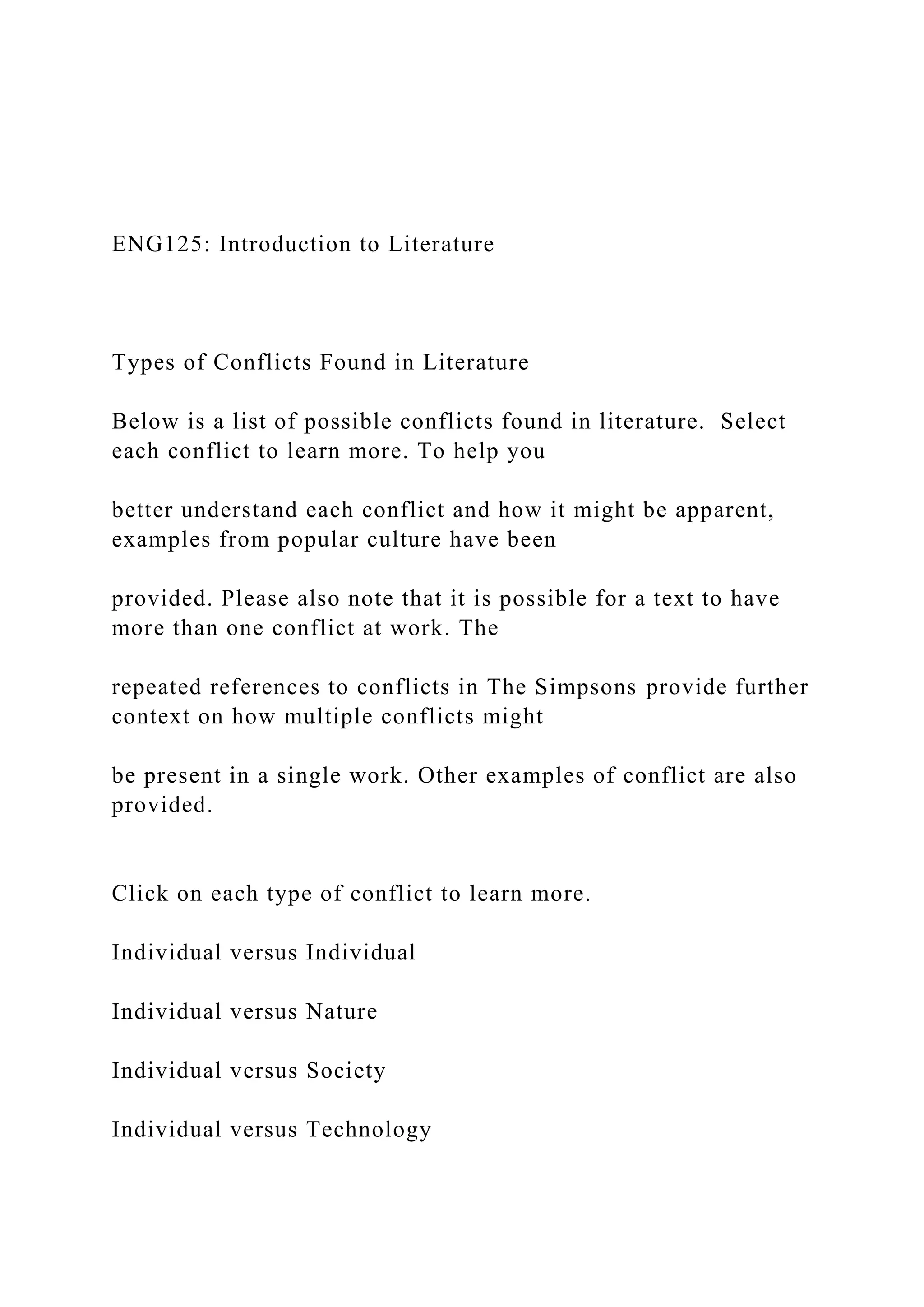 ENG125 Introduction to Literature Types of Conflicts.docx