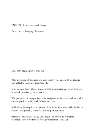 ENG 130 Literature and Comp Descriptive Imagery Response | PDF