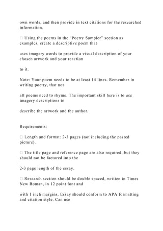 ENG 130 Literature and Comp Descriptive Imagery Response .docx