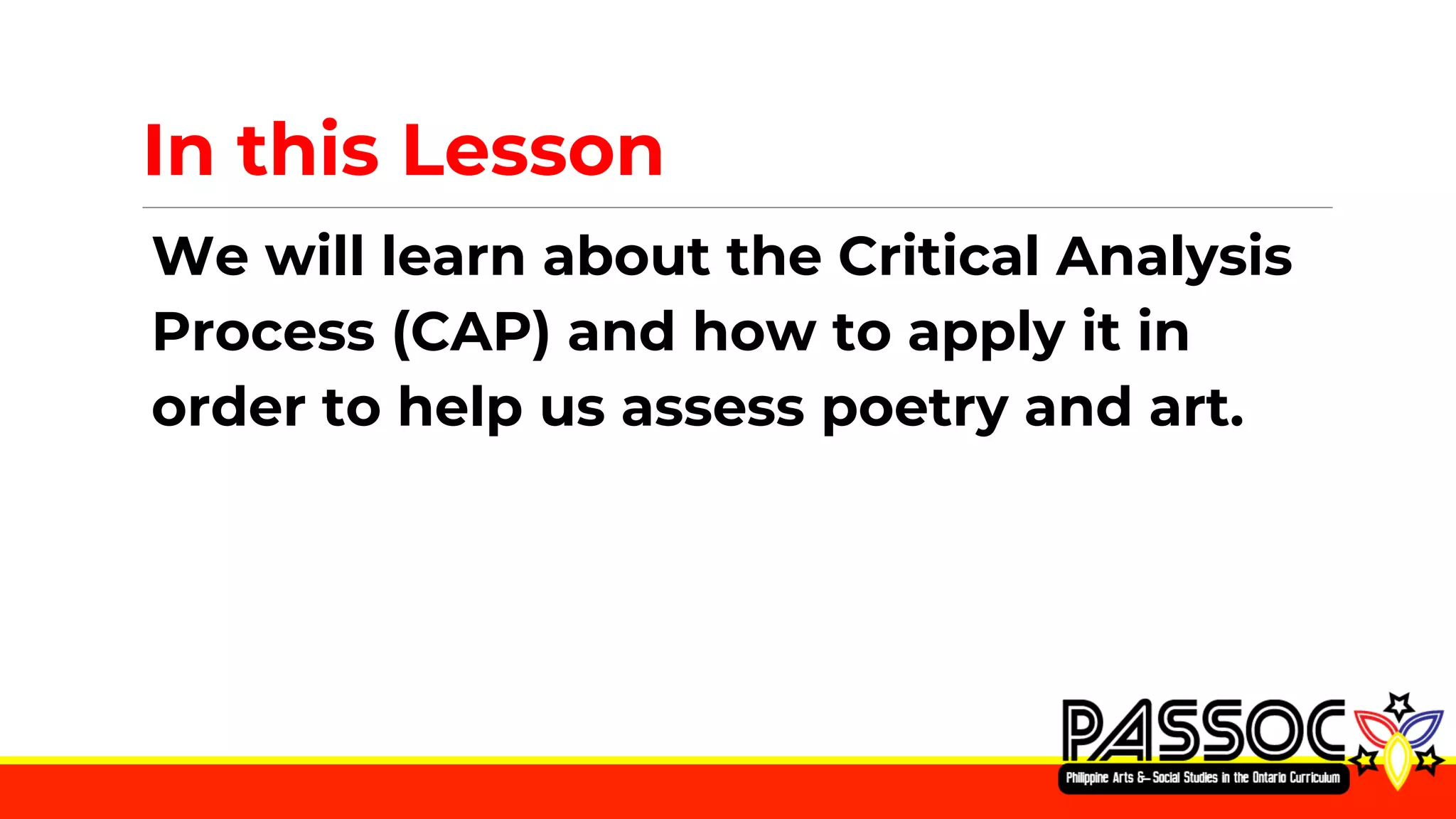 ENG 1D1 The Critical Analysis Process PPT ENG 1D1 The Critical Analysis Process PPT