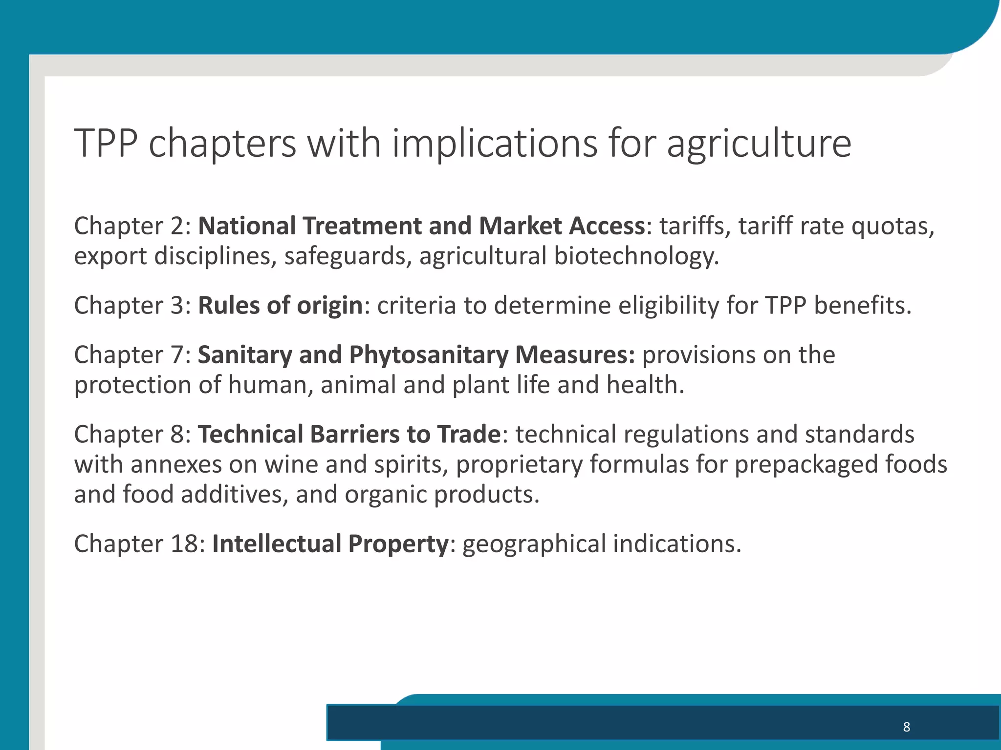 Agriculture in RTAs: The example of Trans-Pacific Partnership | PDF ...