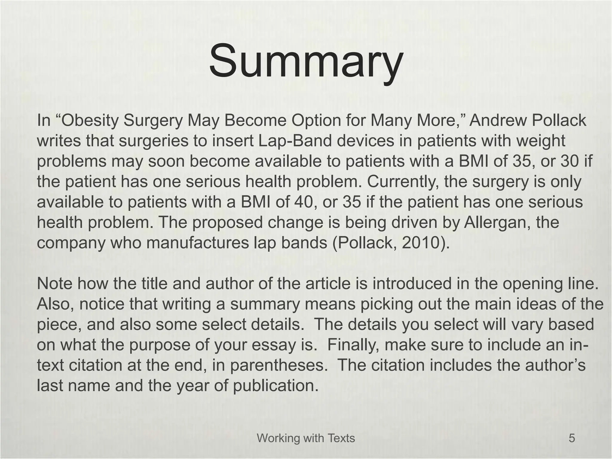 ENG200 Lesson - Working with Sources - Summary, Paraphrase, Quotation.ppt