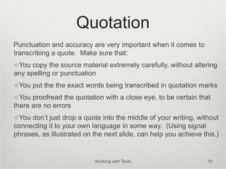 ENG200 Lesson - Working with Sources - Summary, Paraphrase, Quotation.ppt