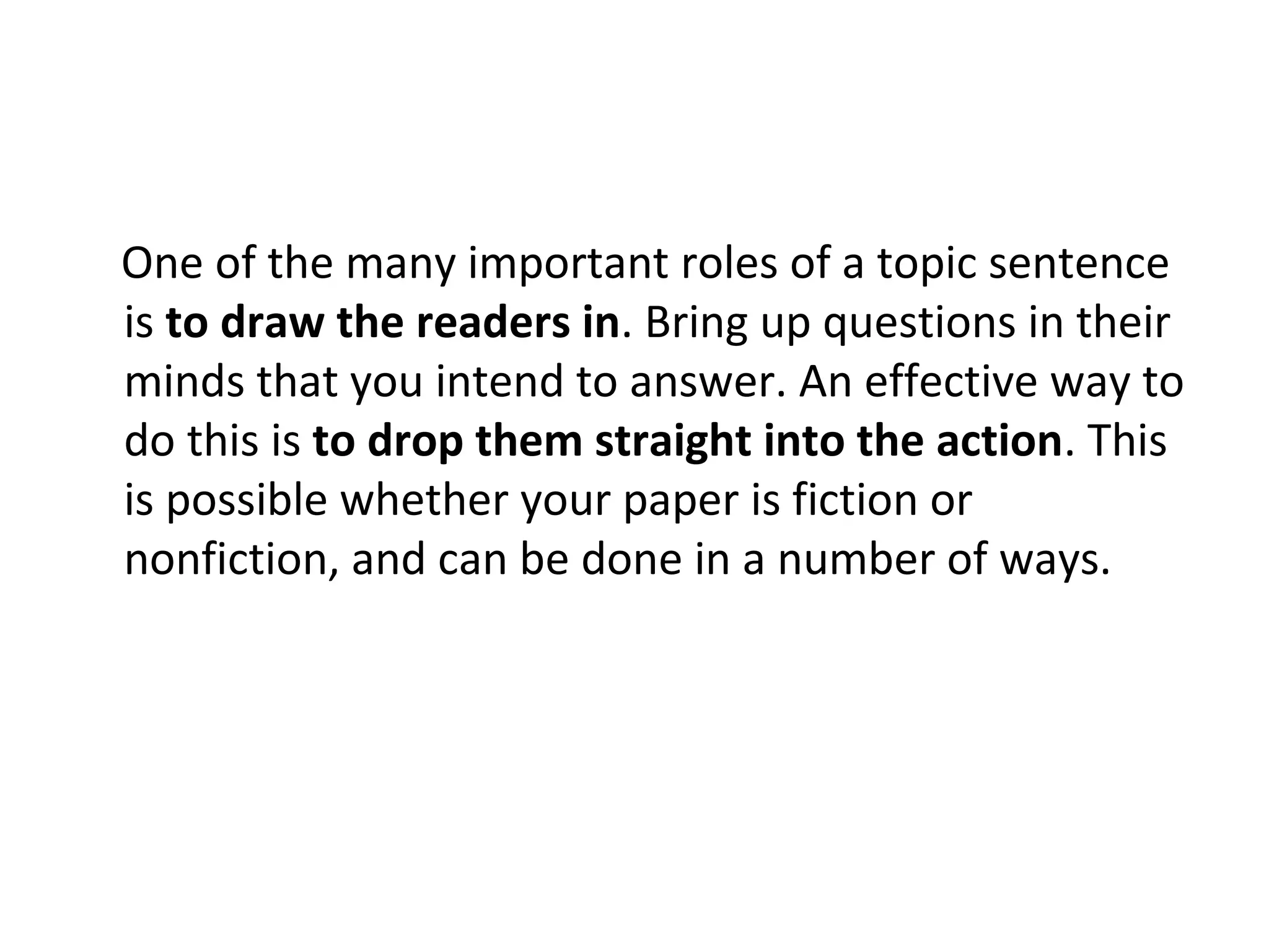 HOW TO WRITE EFFECTIVE TOPIC SENTENCES? | PPT