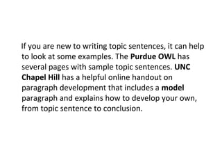 HOW TO WRITE EFFECTIVE TOPIC SENTENCES? | PPT