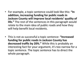HOW TO WRITE EFFECTIVE TOPIC SENTENCES? | PPT