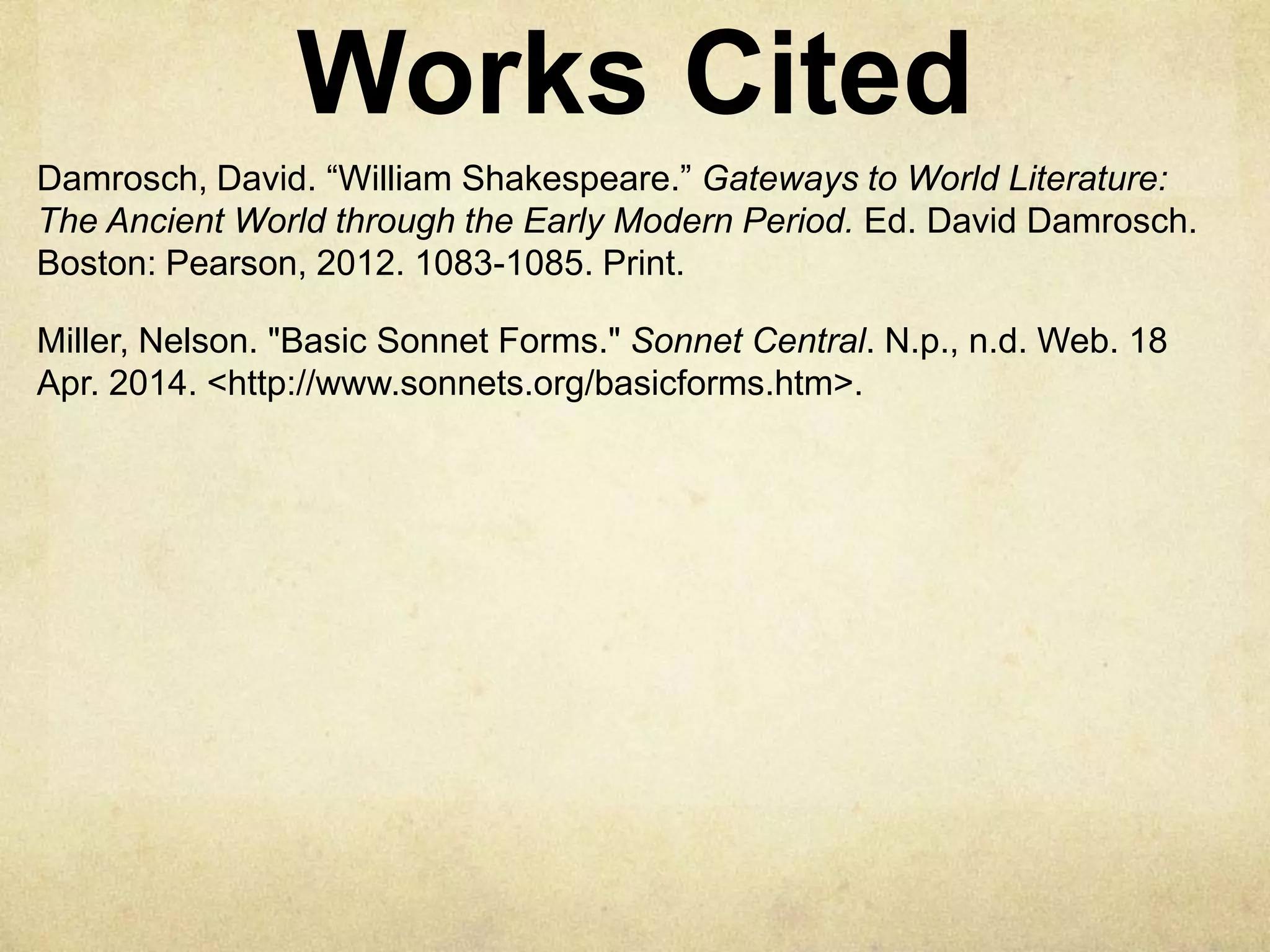 Shakespeare's Sonnets | PPTX