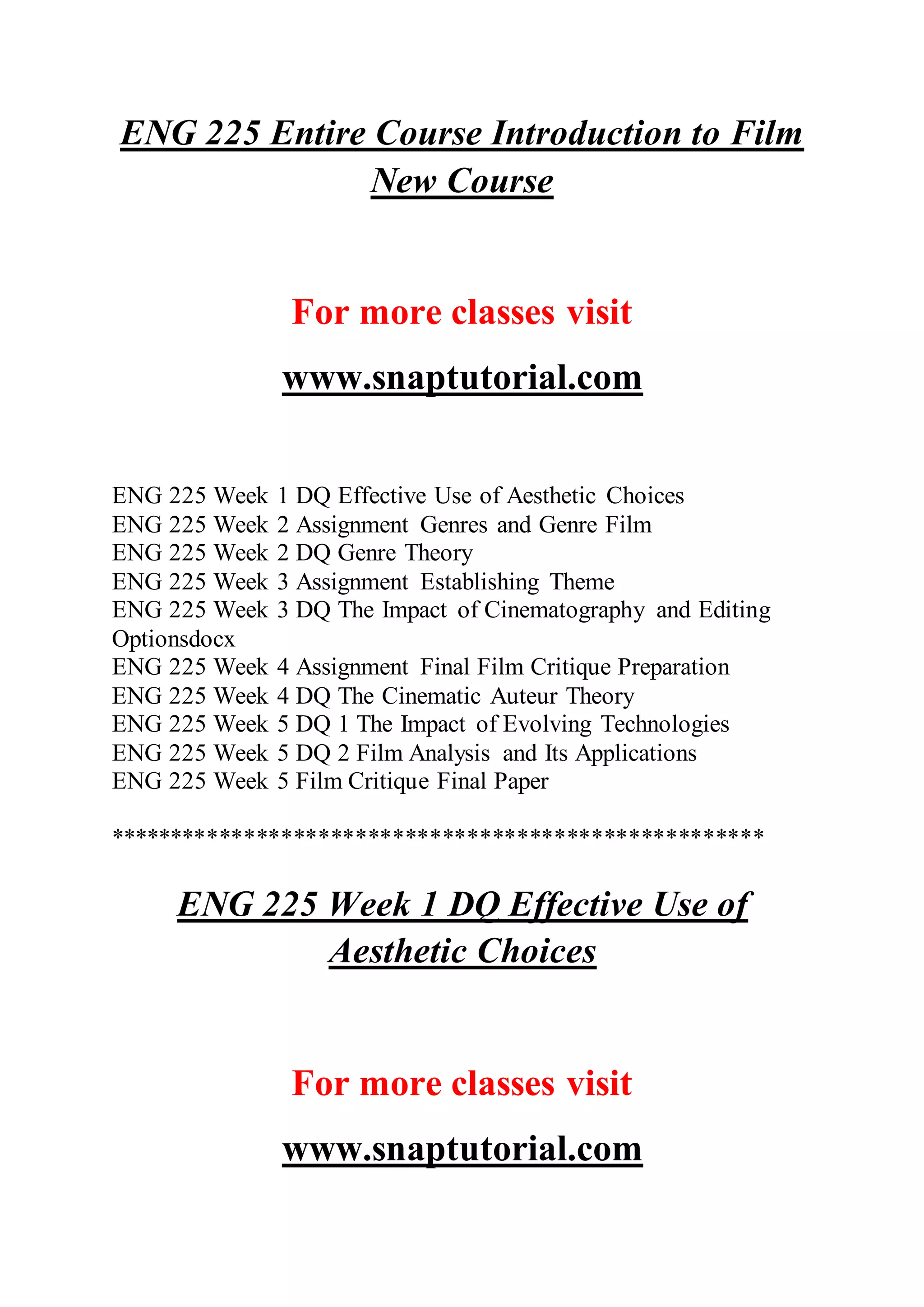 ENG 225 Effective Communication - snaptutorial.com