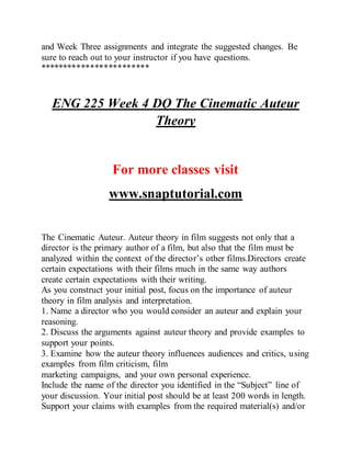 ENG 225 Education Specialist / snaptutorial.com | DOCX