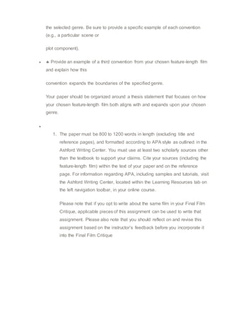 Eng 225 week 2 assignment genres and genre film | PDF