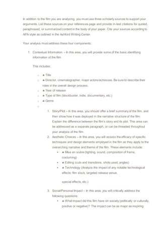 Eng 225 week 5 final paper film critique | PDF