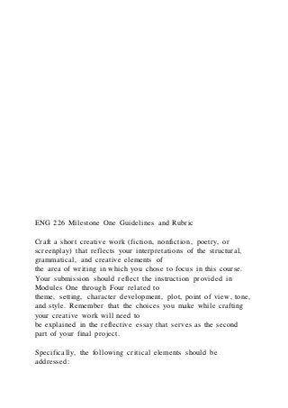 ENG 226 Milestone One Guidelin | DOCX