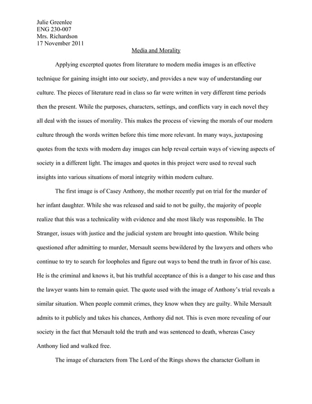 Eng230 multimedia project essay | DOC