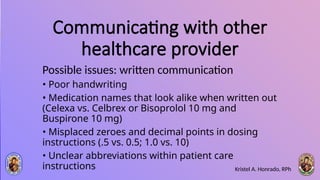 MEDICATION SAFETY AND COMMUNICATION SKILLS. pptx | PPTX