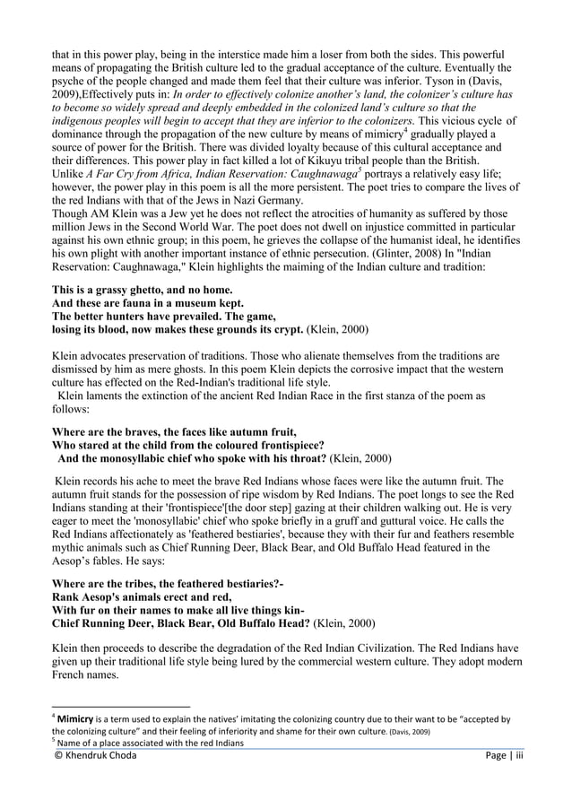 Analyzation of the Element of Power Play in the Poem, A Far Cry From ...