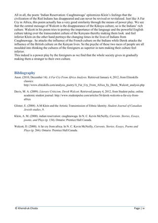 Analyzation of the Element of Power Play in the Poem, A Far Cry From ...