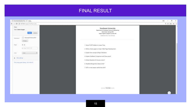 Automated Question Paper Generator Project Presentation | PPTX