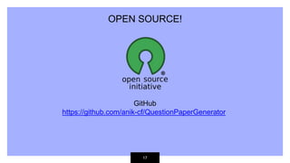 Automated Question Paper Generator Project Presentation | PPTX