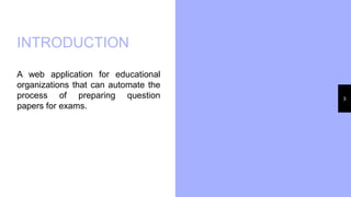 Automated Question Paper Generator Project Presentation | PPTX