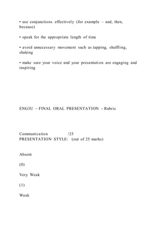 ENG3U Final Oral Presentation • This presentation is yo | DOCX