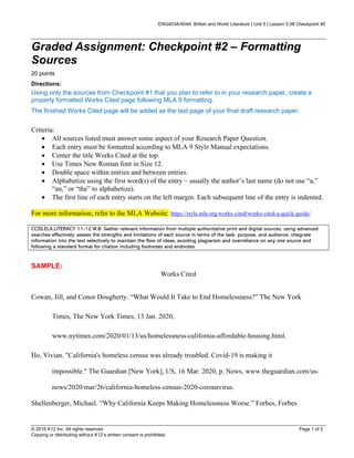 Eng403 a unit 5_check point 2_works cited | PDF