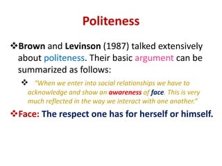 Eng 429 -_chapter_3_-_politeness_theory_and_discourse | PDF