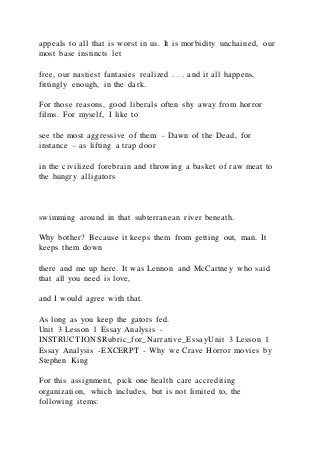 ENG4U Unit 3 – Lesson 1 Essay Analysis Assignment | DOCX