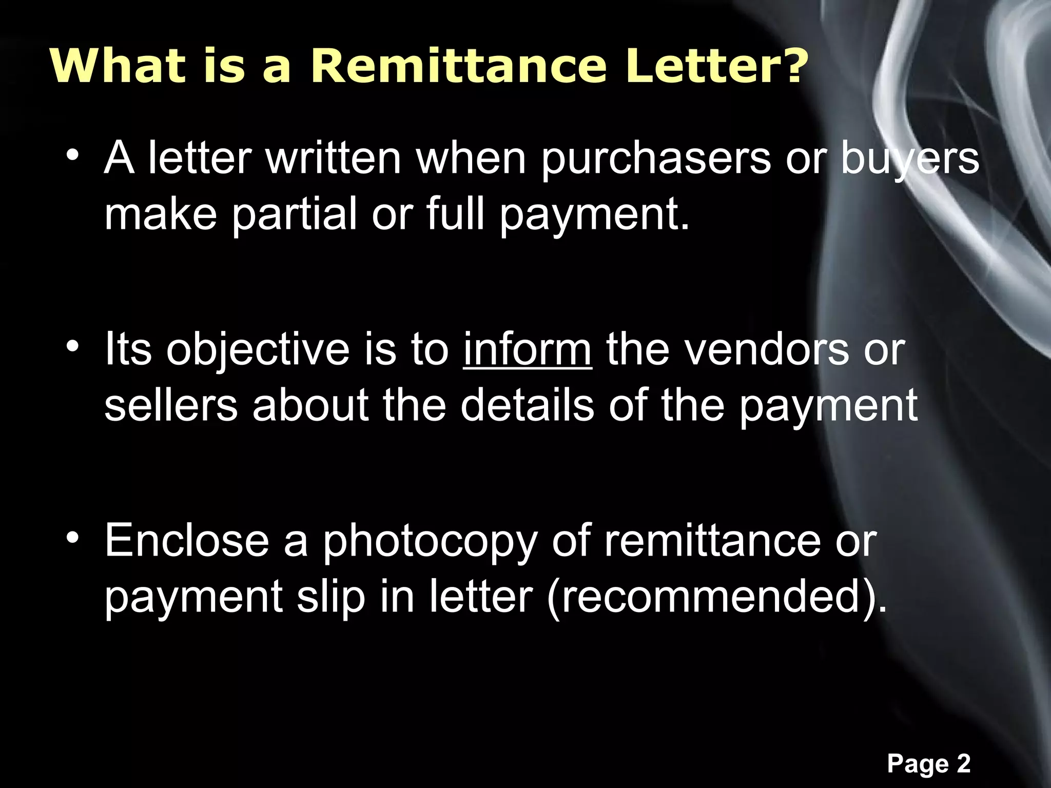 How to make a Remittance letter | PPT
