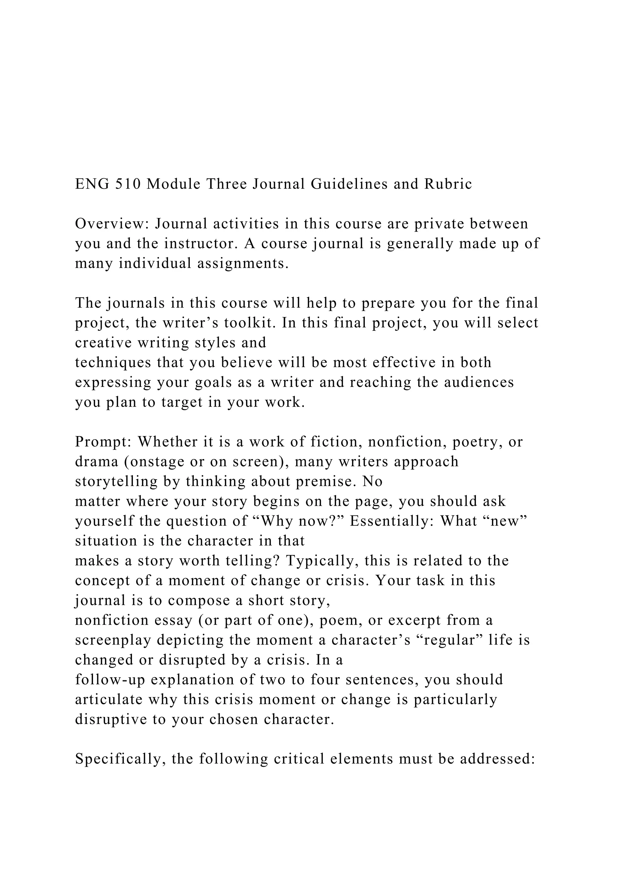 ENG 510 Module Three Journal Guidelines and Rubric Overv.docx