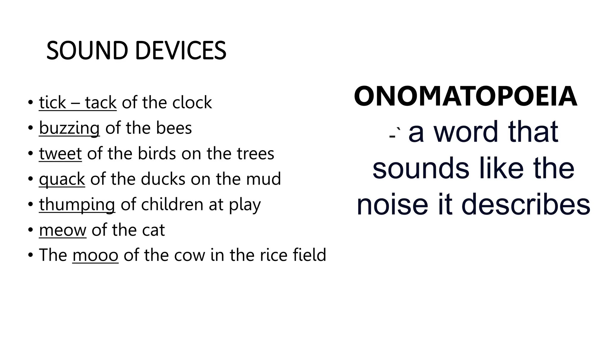 multigrade ppt in english ABOUT SOUND DEVICES: ONOMATOPOEIA ...